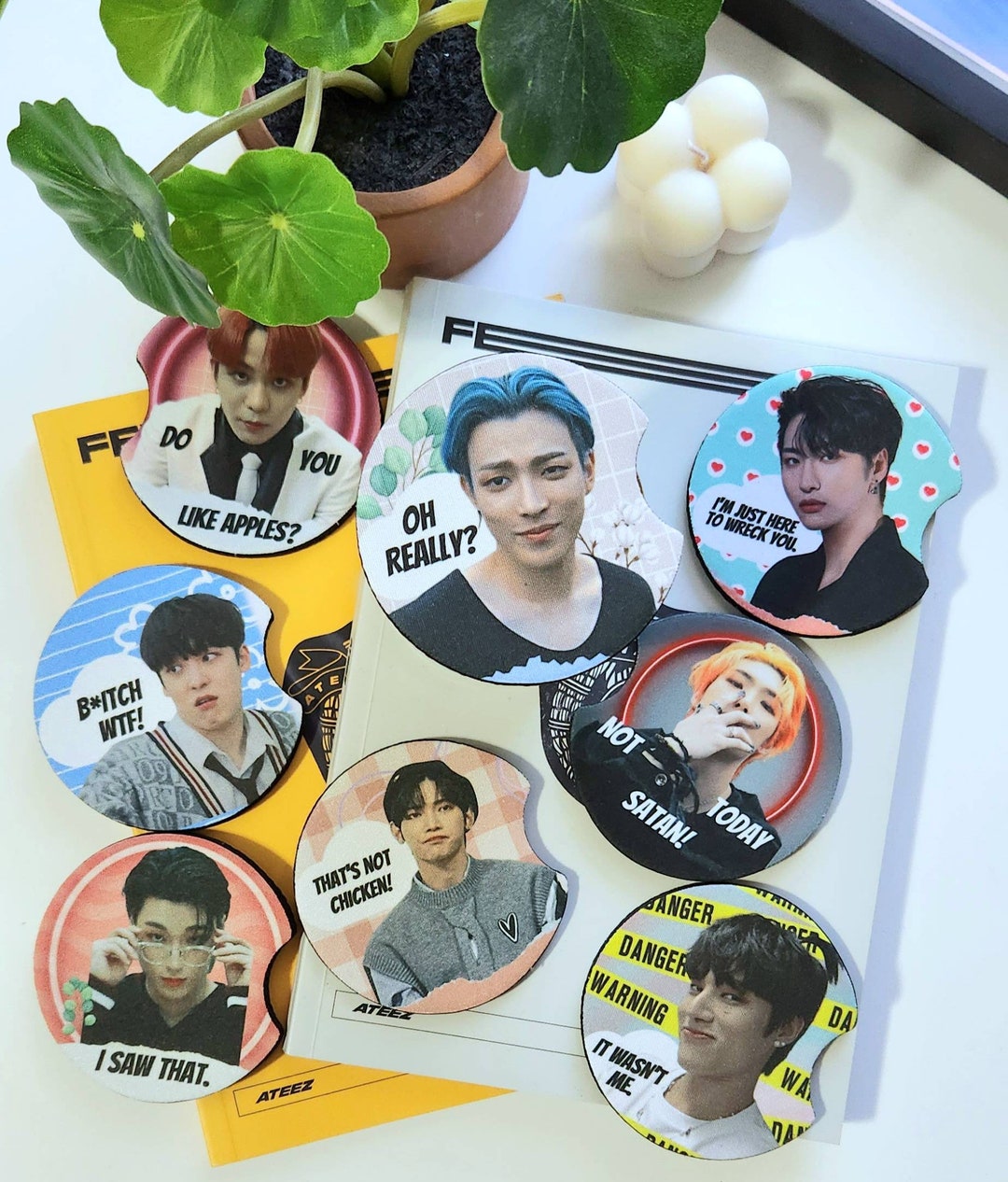 ATEEZ Fabric Meme Coaster | Atiny | Meme | Funny | Photocards ...