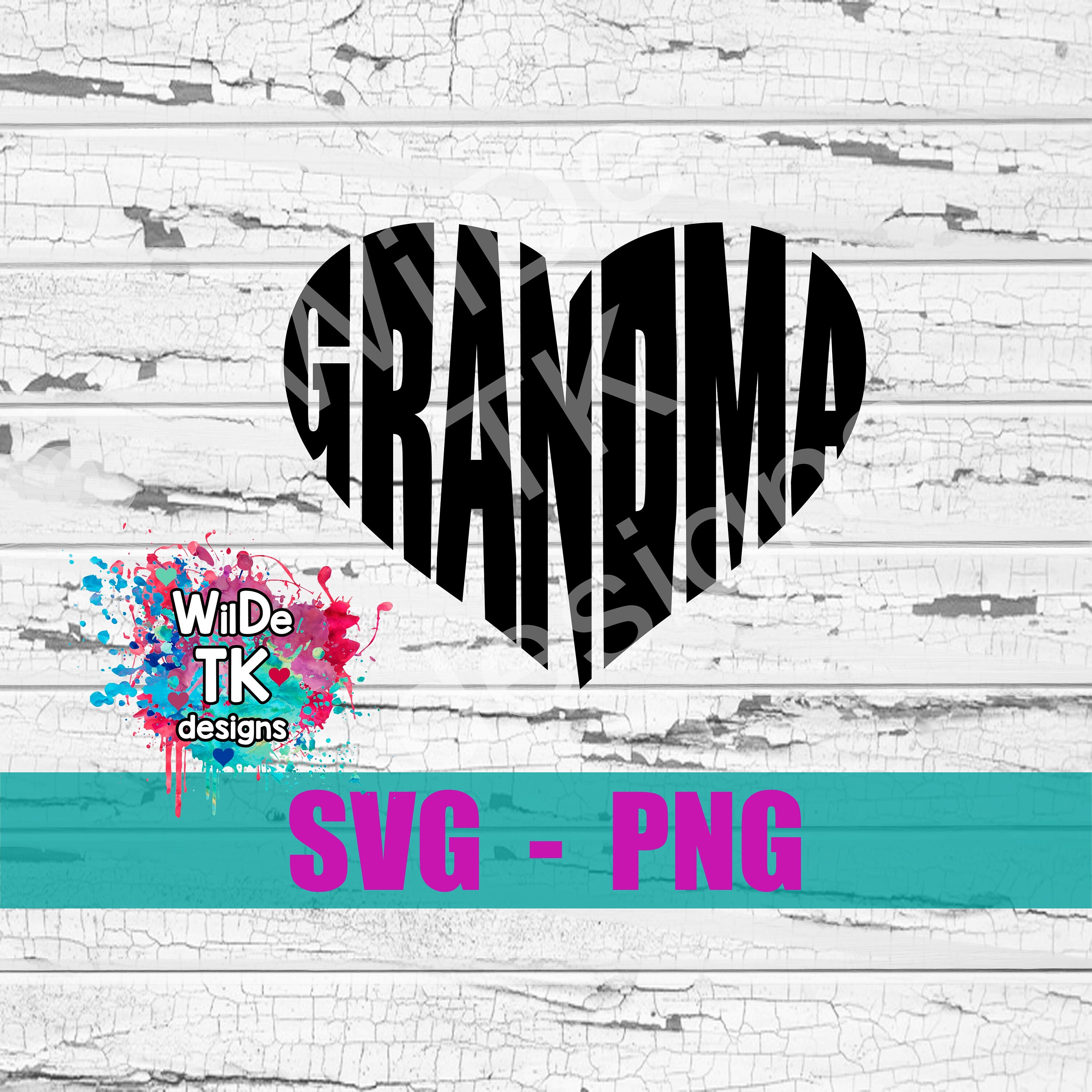Grandma word heart svg png heart shaped gramma | Etsy