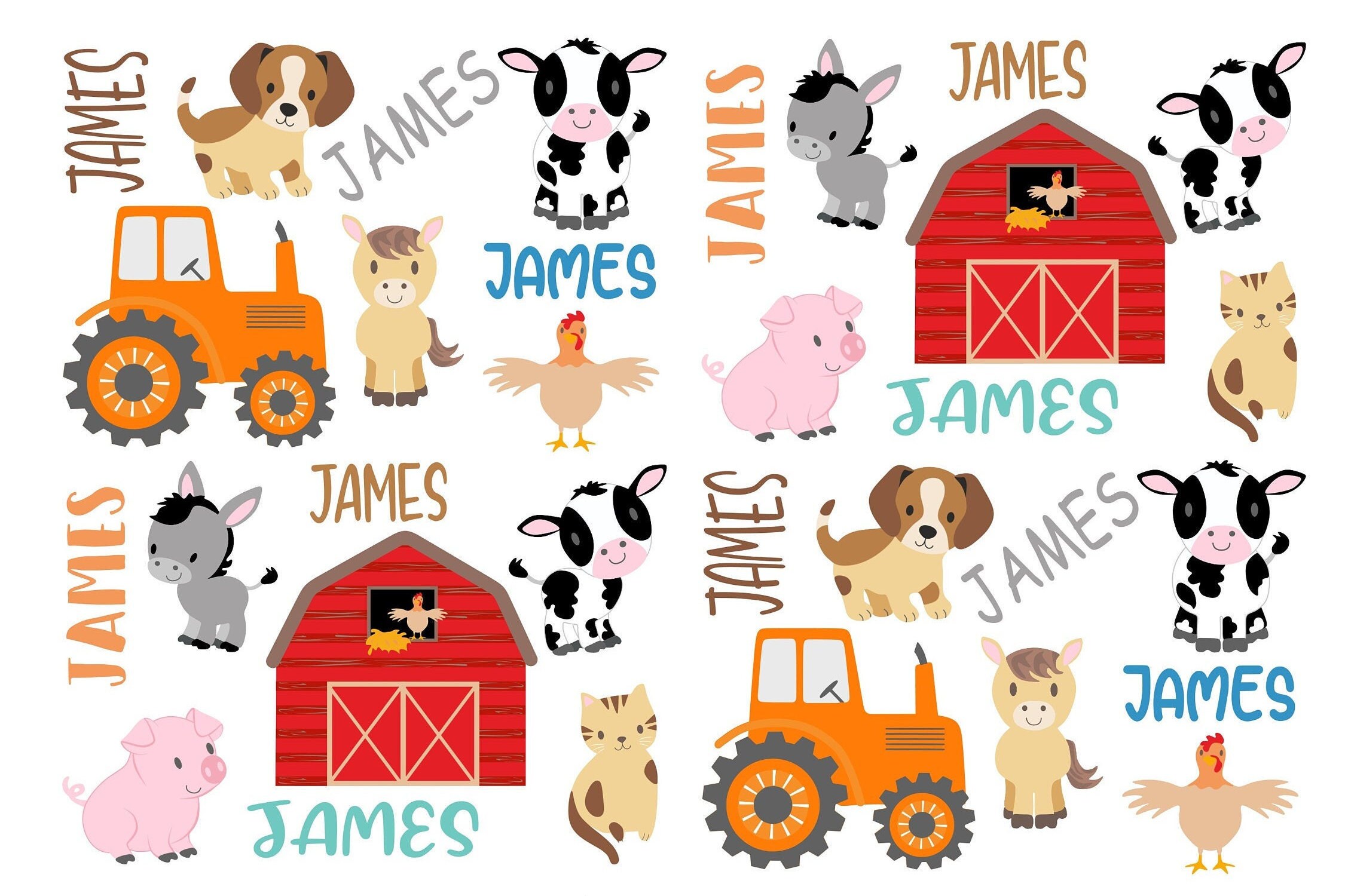 Farm Blanket Template, Farm Animals, Name Blanket, Baby Blanket Png - Etsy