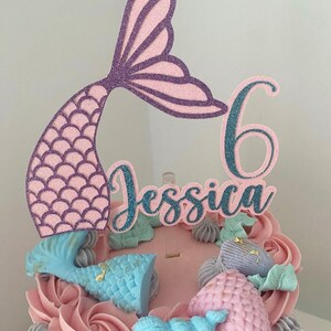 Mermaid Cake Topper Mermaids Tail Cake Topper Personalised - Etsy
