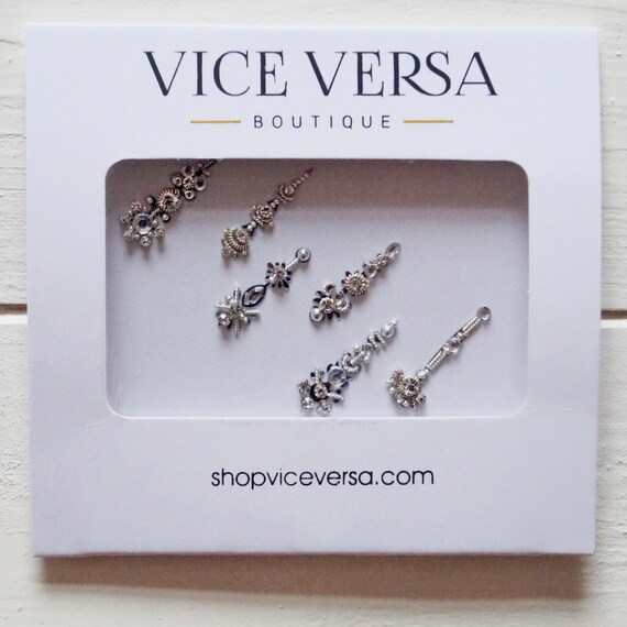 TARA Silver Long Fancy Bindi | Etsy