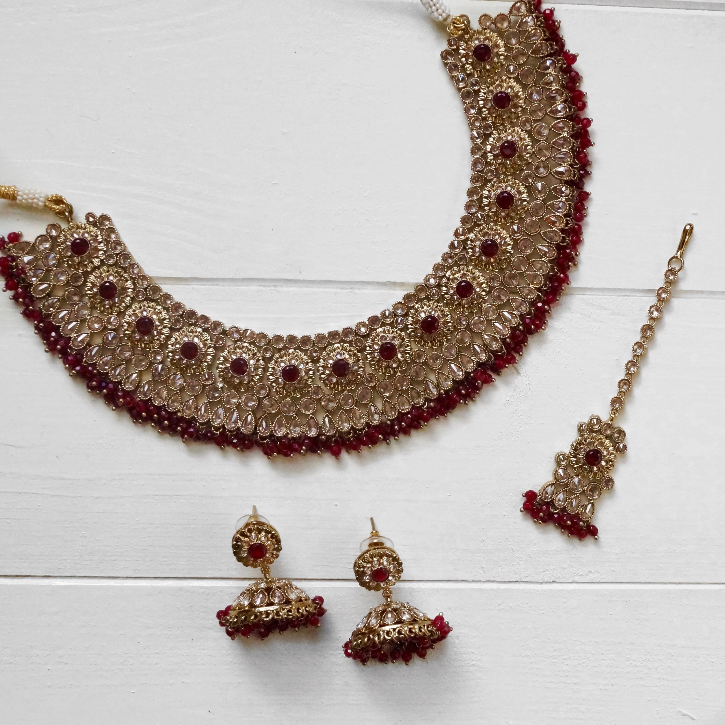 KAI - Indian Jewellery Necklace Set With Earrings and Tika - Etsy