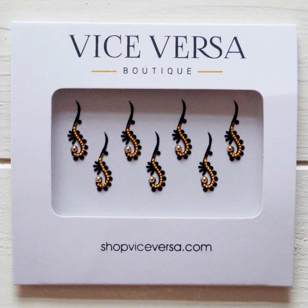 GAURI - Black Fancy Bindi Face Gems Tattoo Sticker Festival Rave Party ...