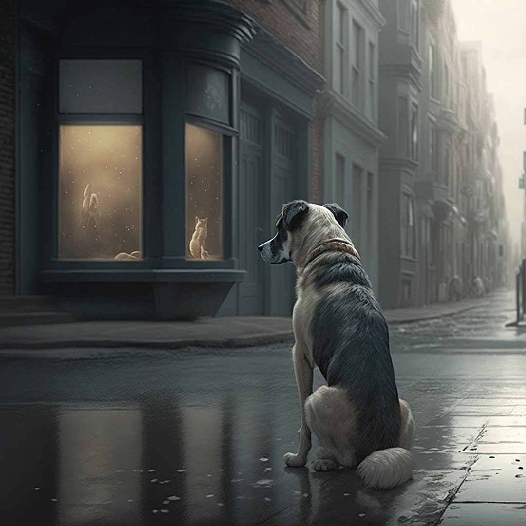 The Loneliest Dog - Dog Art - AI Generated Art - Etsy