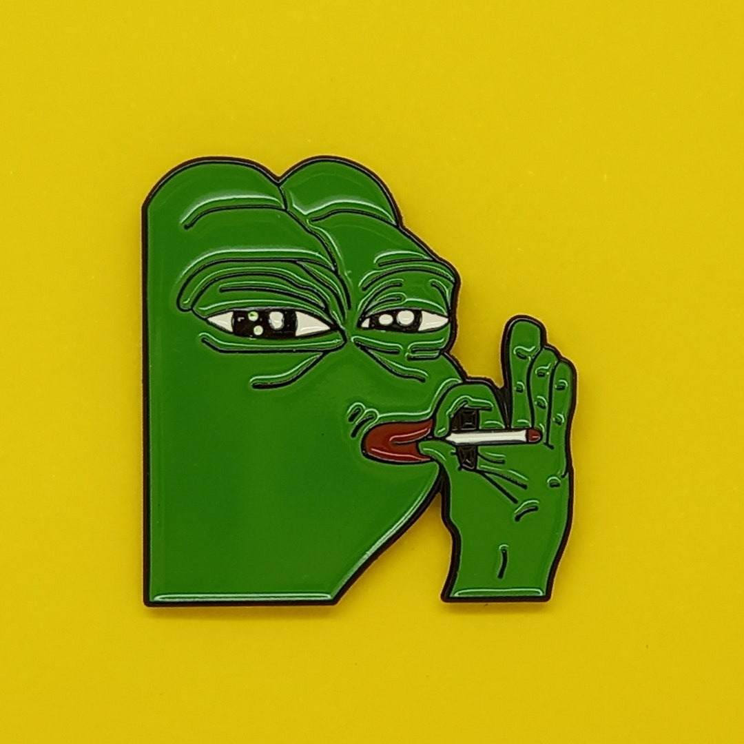 Pepe the Frog Smoking Meme Pin Meme Pin Frog Pin Cheeky - Etsy