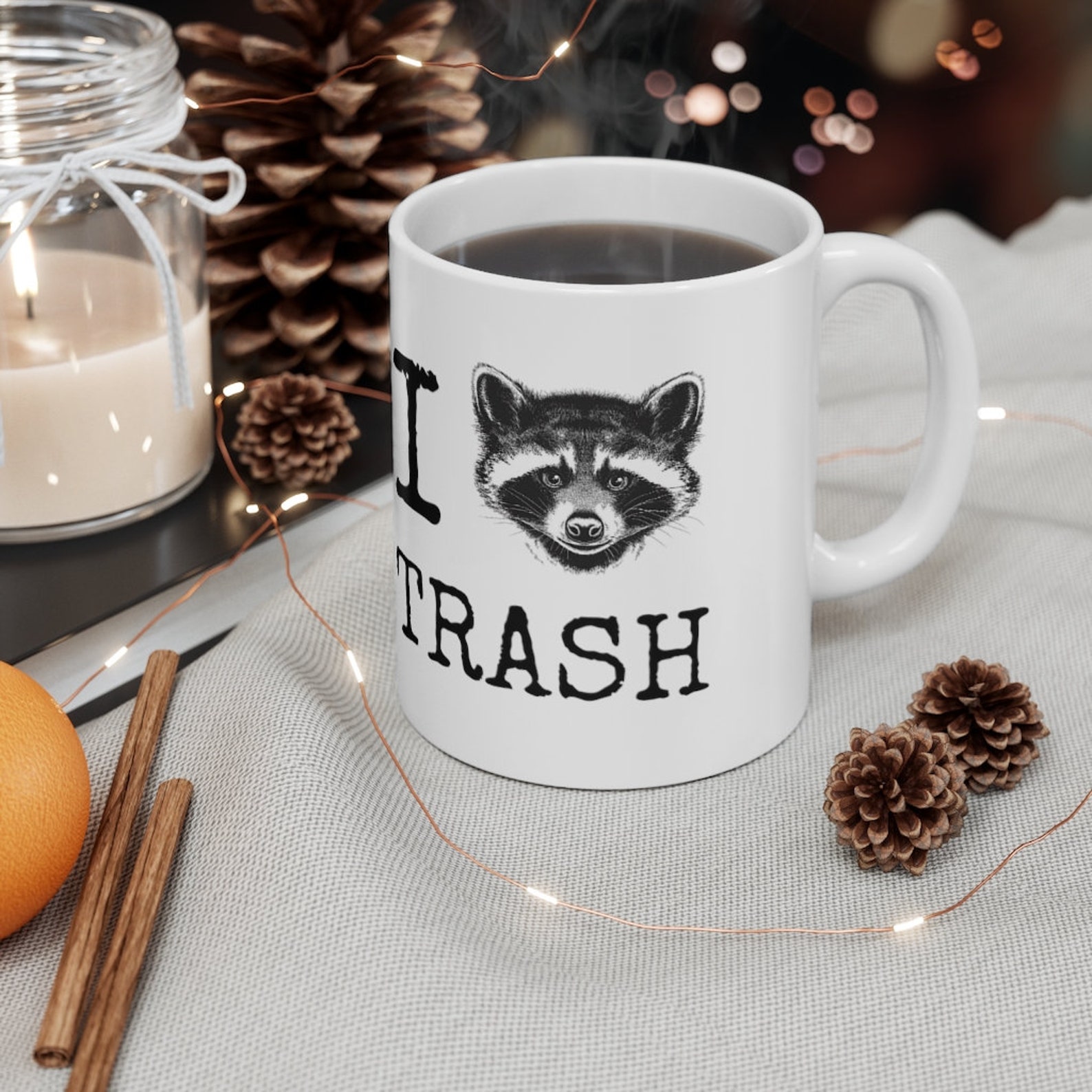I Love Trash I Raccoon Head Trash Ceramic Mug 11oz Funny Mug Funny ...
