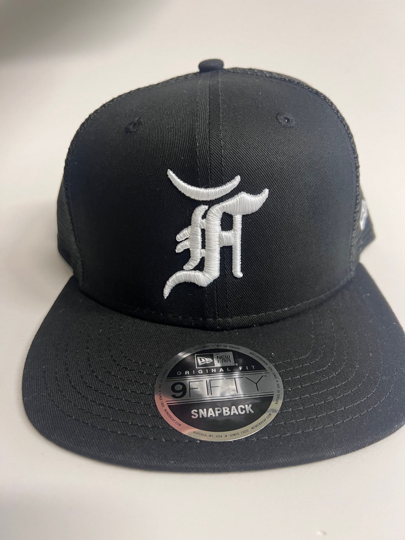 Fear of God Black New Era Trucker Hat white Thread - Etsy