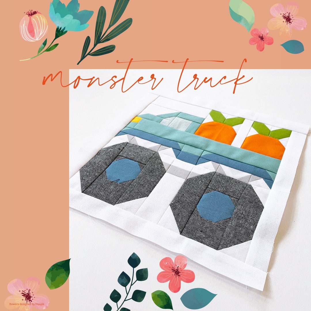 PDF Quilt Block Pattern – Monster Truck With Carrots – Easter Edition ...