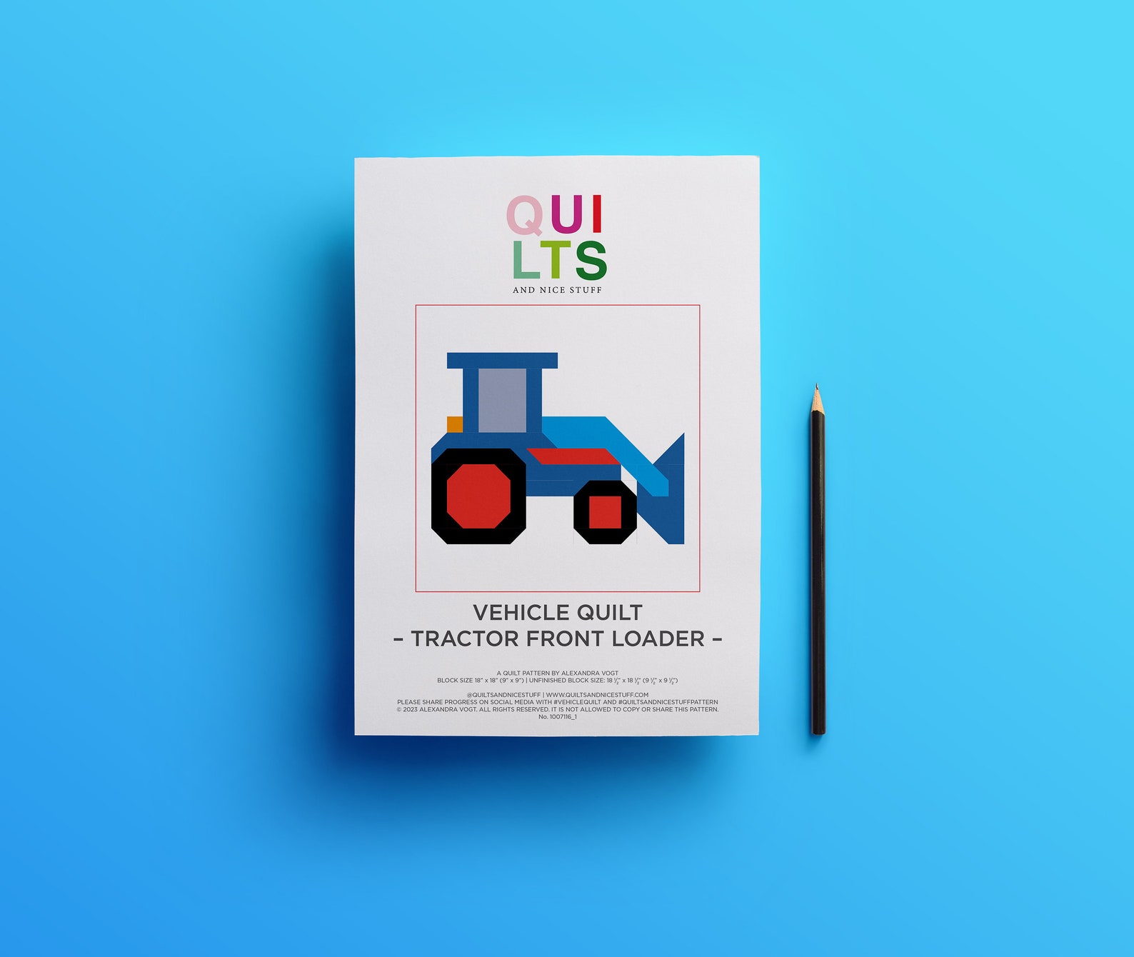 PDF Quilt Block Pattern – Tractor Front Loader – Vehicle Quilt Pattern ...