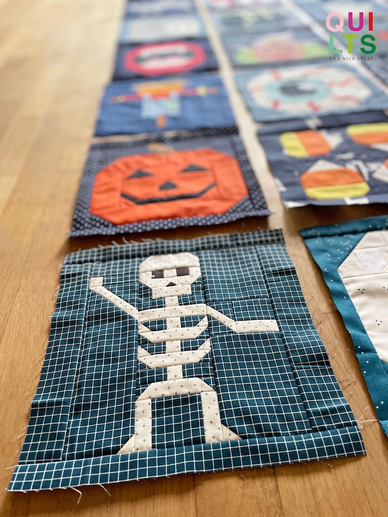 PDF Quilt Block Pattern – Skeleton – Halloween Quilt - Etsy