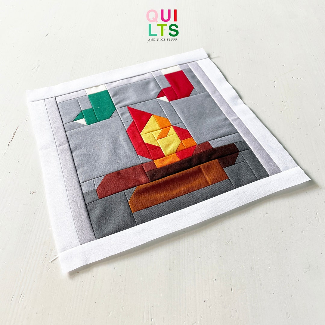 PDF Quilt Block Pattern – Fireplace – Christmas Quilt – Christmas ...