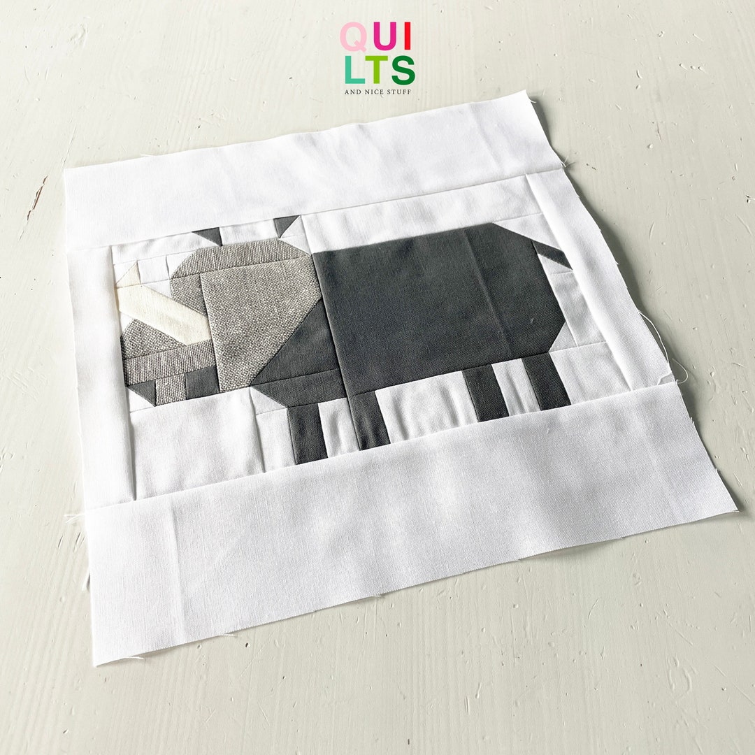 PDF Quilt Block Pattern – Rhinoceros – Animal Quilt - Etsy
