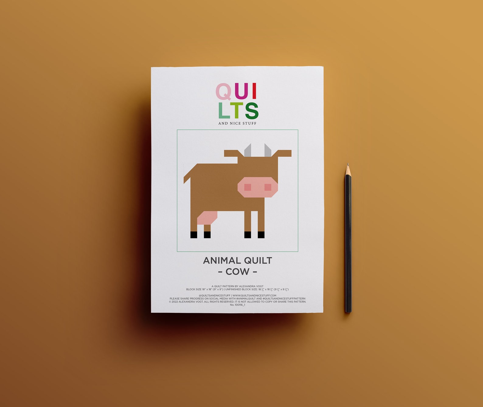 PDF Quilt Block Pattern – Cow – Animal Quilt - Etsy