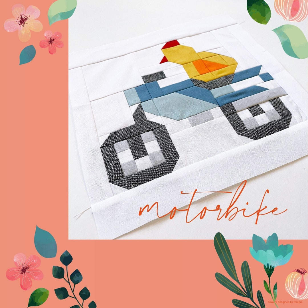 PDF Quilt Block Pattern – Motorbike – Easter Edition – Vehicle Quilt - Etsy