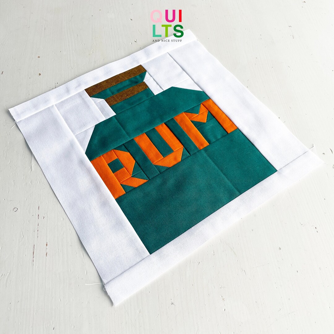PDF Quilt Block Pattern – Bottle Rum – Pirate Quilt - Etsy