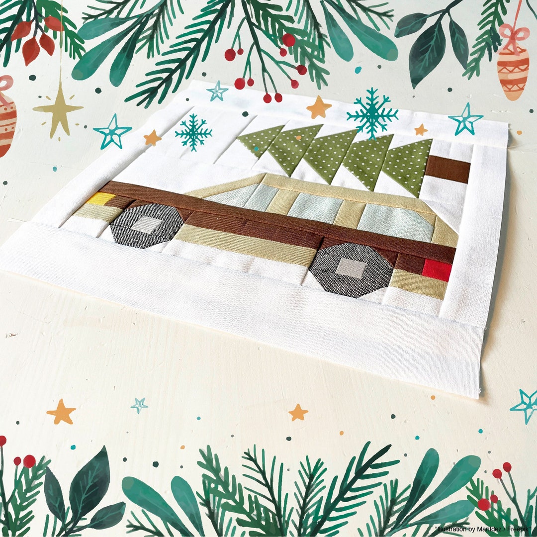 PDF Quilt Block Pattern – Family Car With Tree – Christmas Edition ...