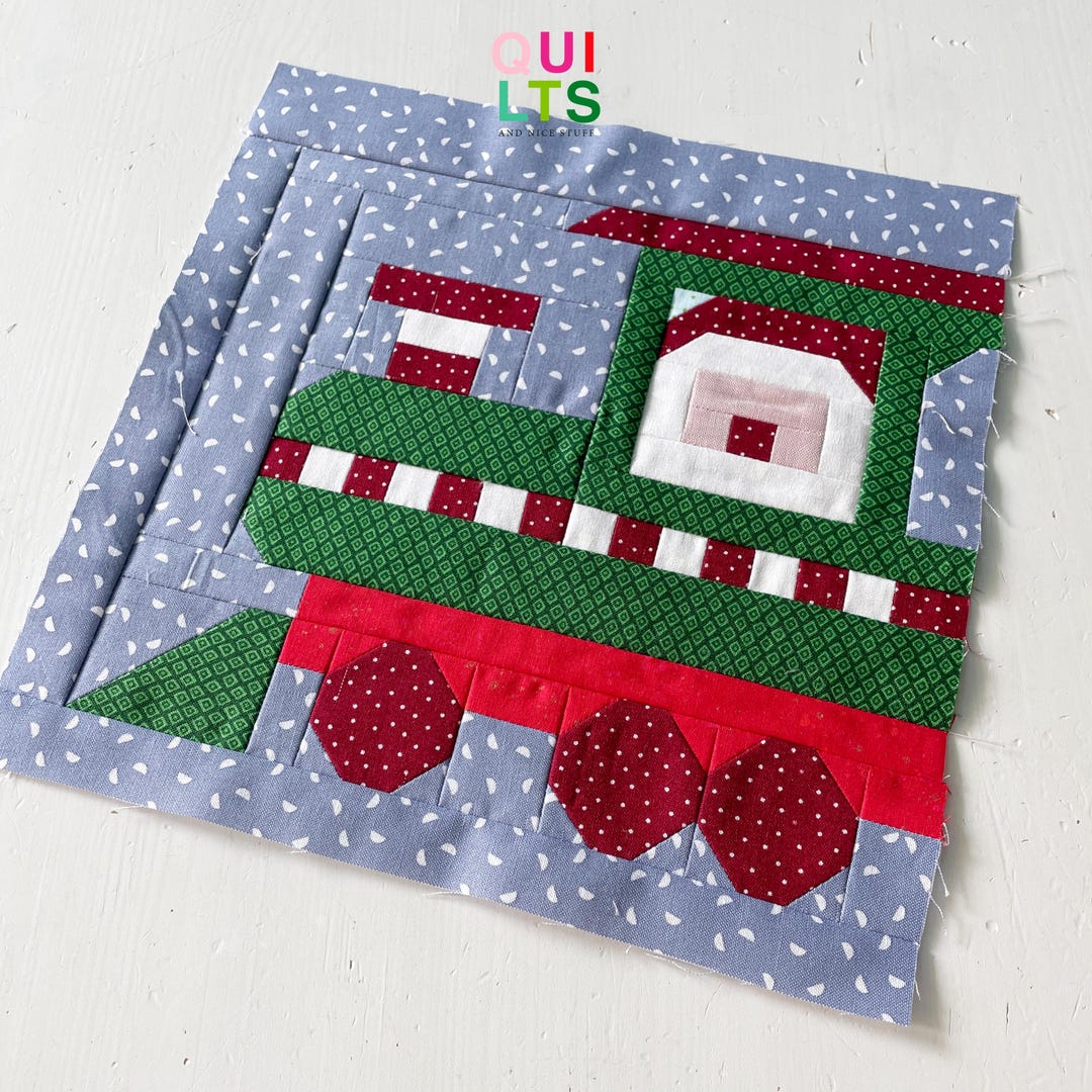 PDF Quilt Block Pattern "locomotive With Santa" – Christmas Train Quilt ...