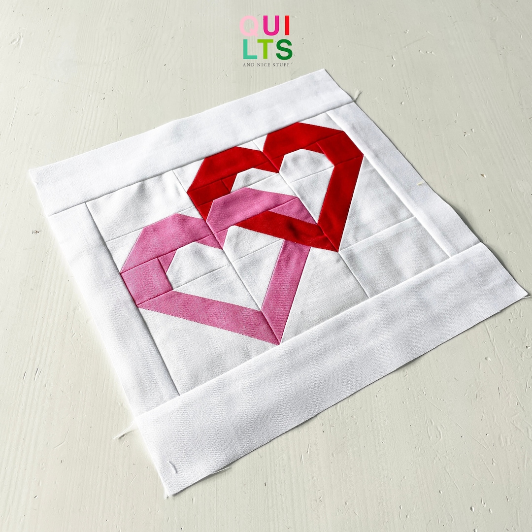 NEW! PDF Quilt Block Pattern – Connected Hearts – Valentine Quilt ...