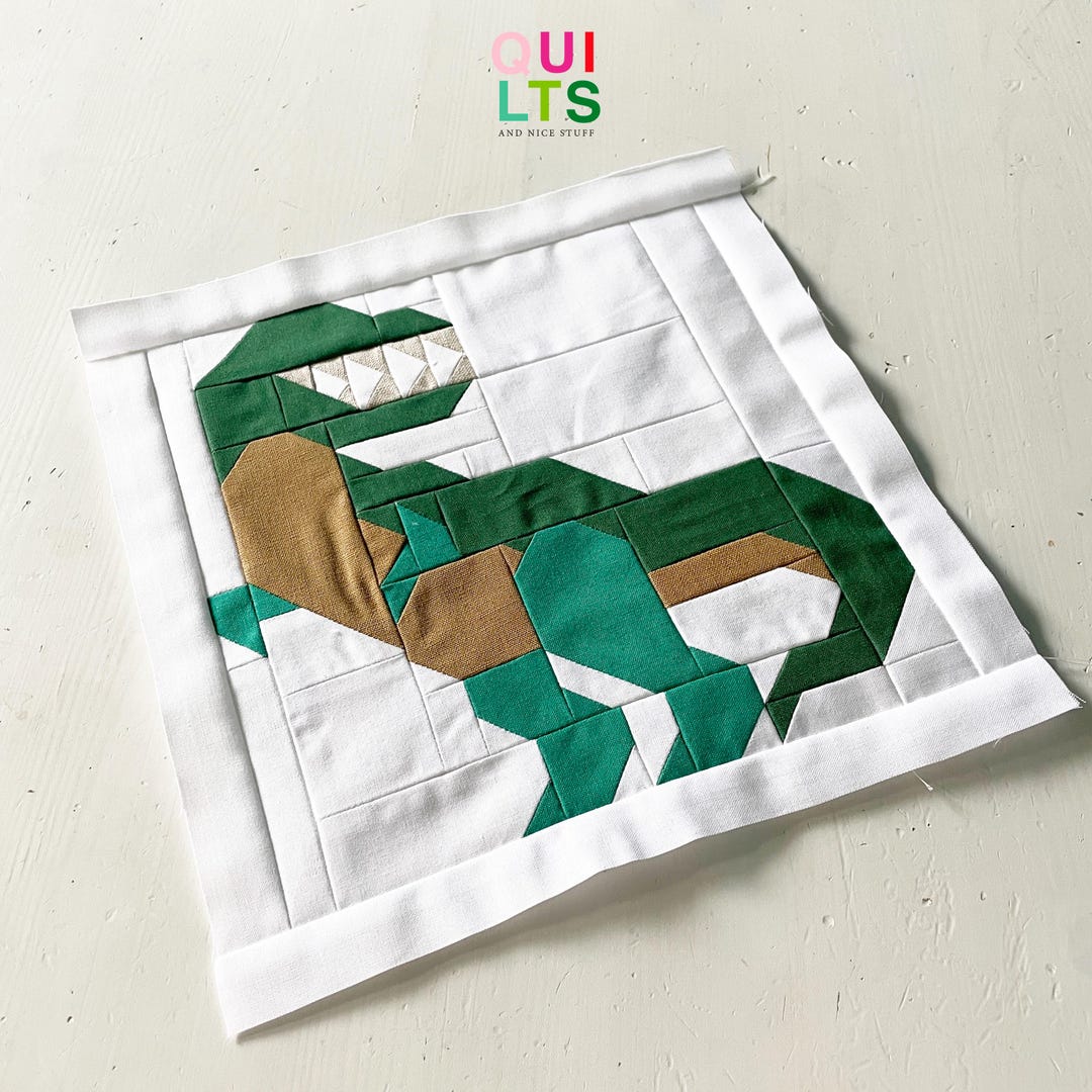 PDF Quilt Block Pattern – Tyrannosaurus Rex – Dinosaur Quilt - Etsy