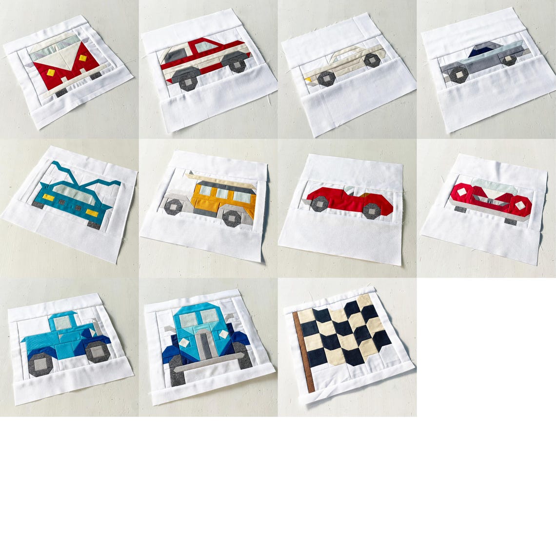 25 Classic Car Quilt Block Pattern Bundle, 25 Out of 43 Vehicle Blocks ...