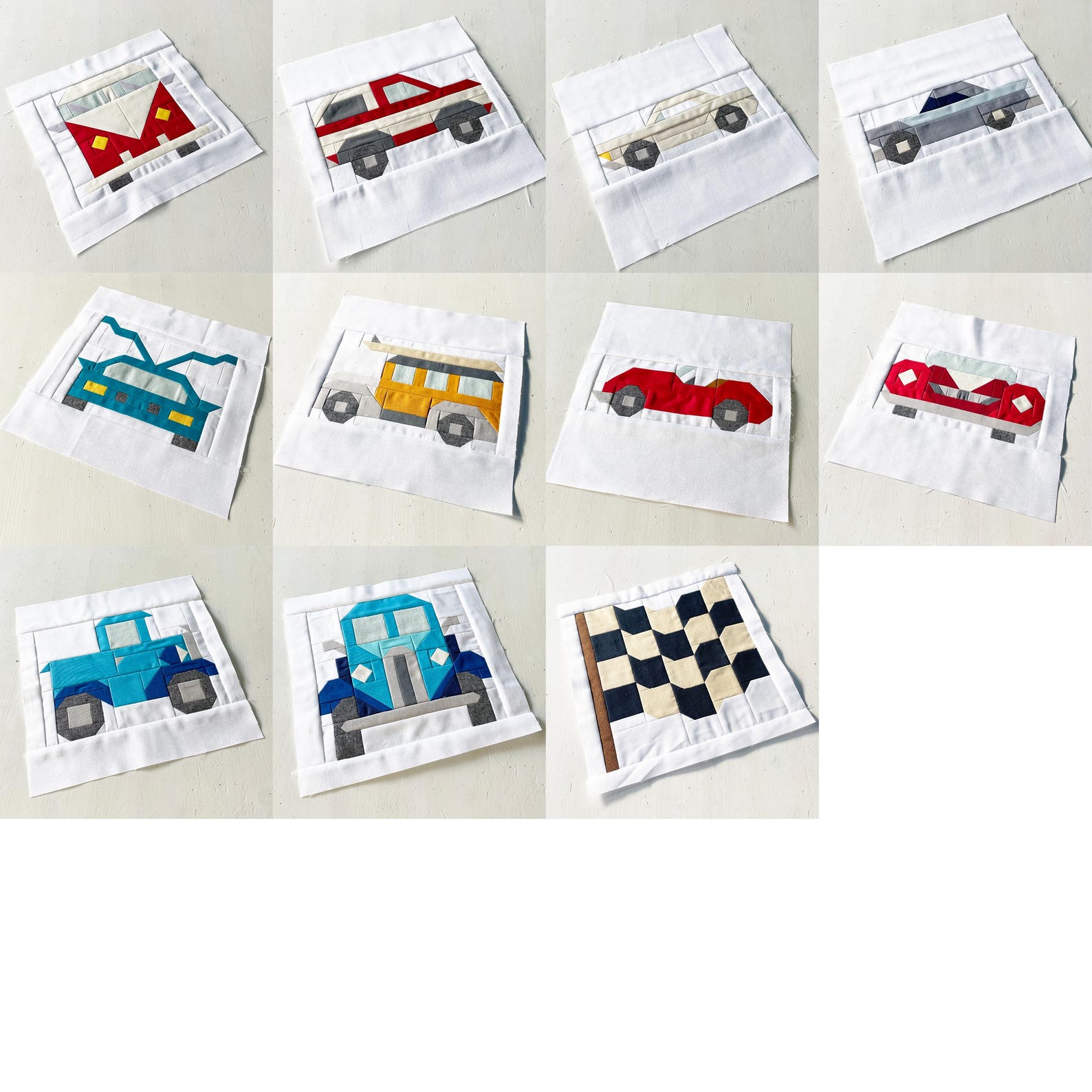 25 Classic Car Quilt Block Pattern Bundle, 25 Out of 43 Vehicle Blocks ...
