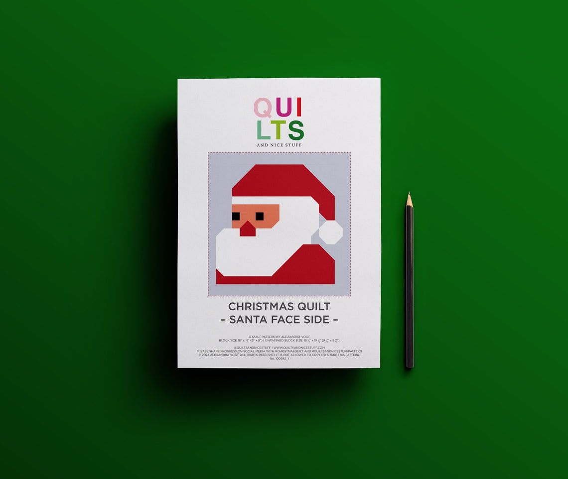 PDF Quilt Block Pattern – Santa Face Side – Christmas Quilt – Christmas ...