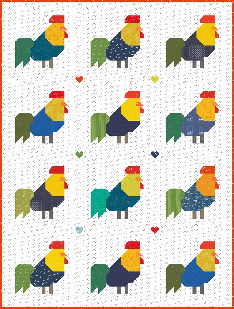 PDF Quilt Block Pattern – Rooster – Animal Quilt - Etsy
