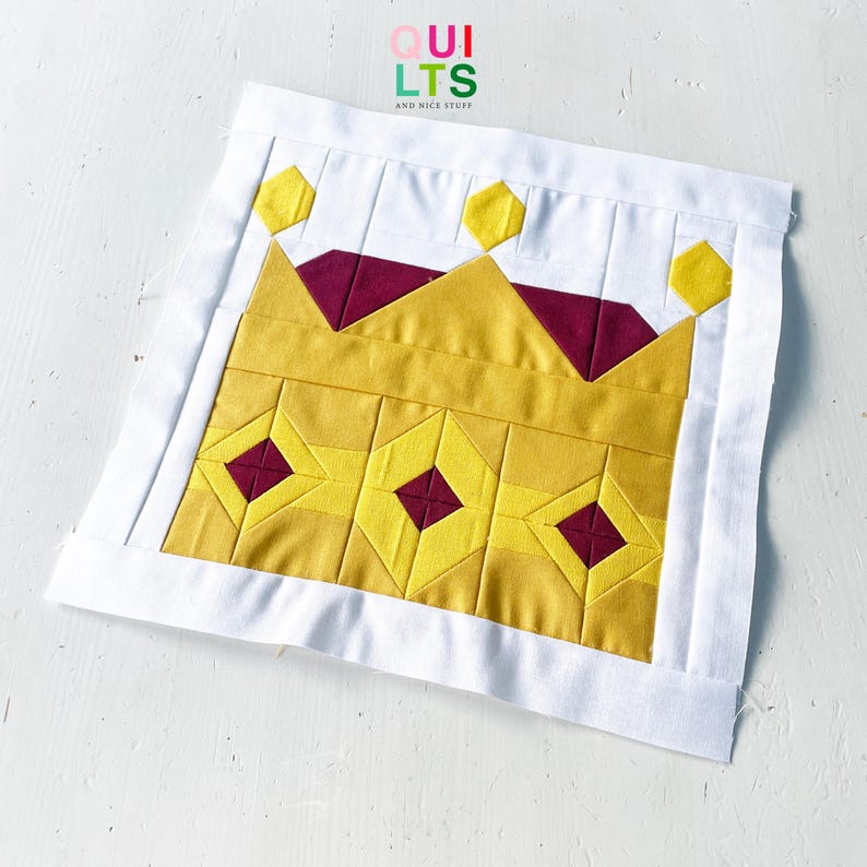 PDF Quilt Block Pattern – Crown 2 – Knights & Castles Quilt - Etsy ...