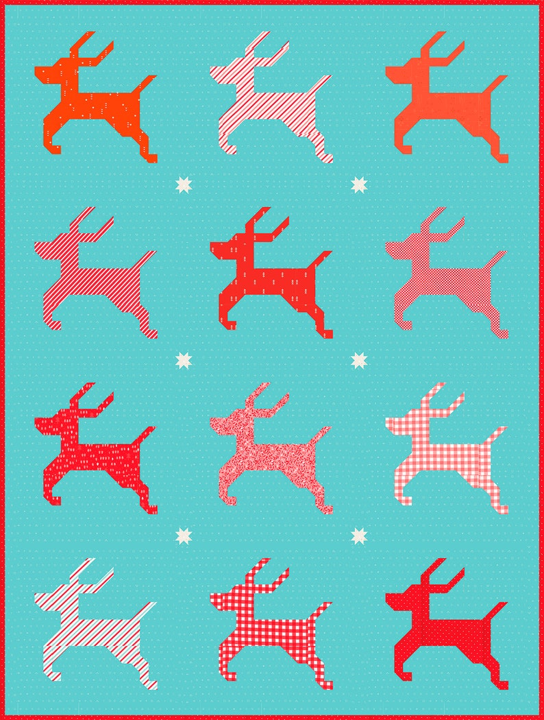 PDF Quilt Block Pattern – Reindeer – Christmas Quilt – Christmas ...