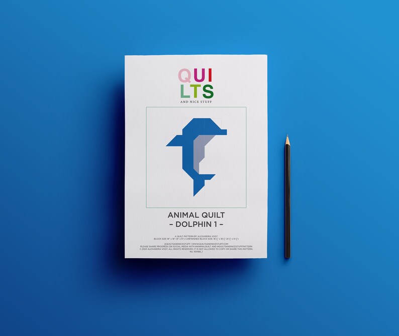 PDF Quilt Block Pattern – Dolphin 1 – Animal Quilt - Etsy