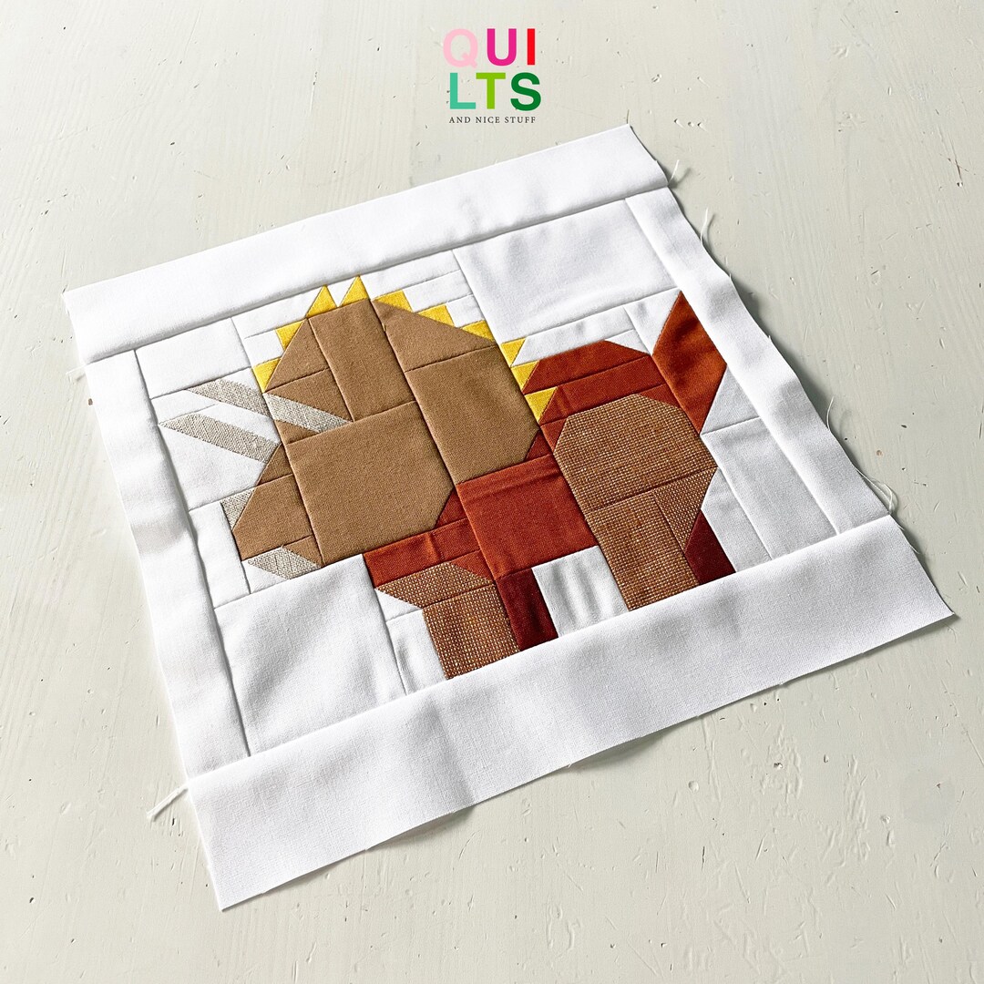 PDF Quilt Block Pattern – Triceratops – Dinosaur Quilt - Etsy