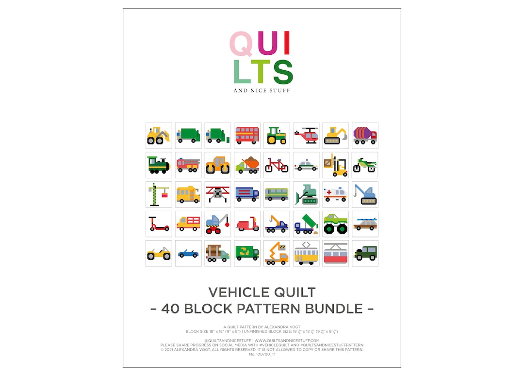 40 Vehicle Quilt Block Pattern Bundle - Etsy