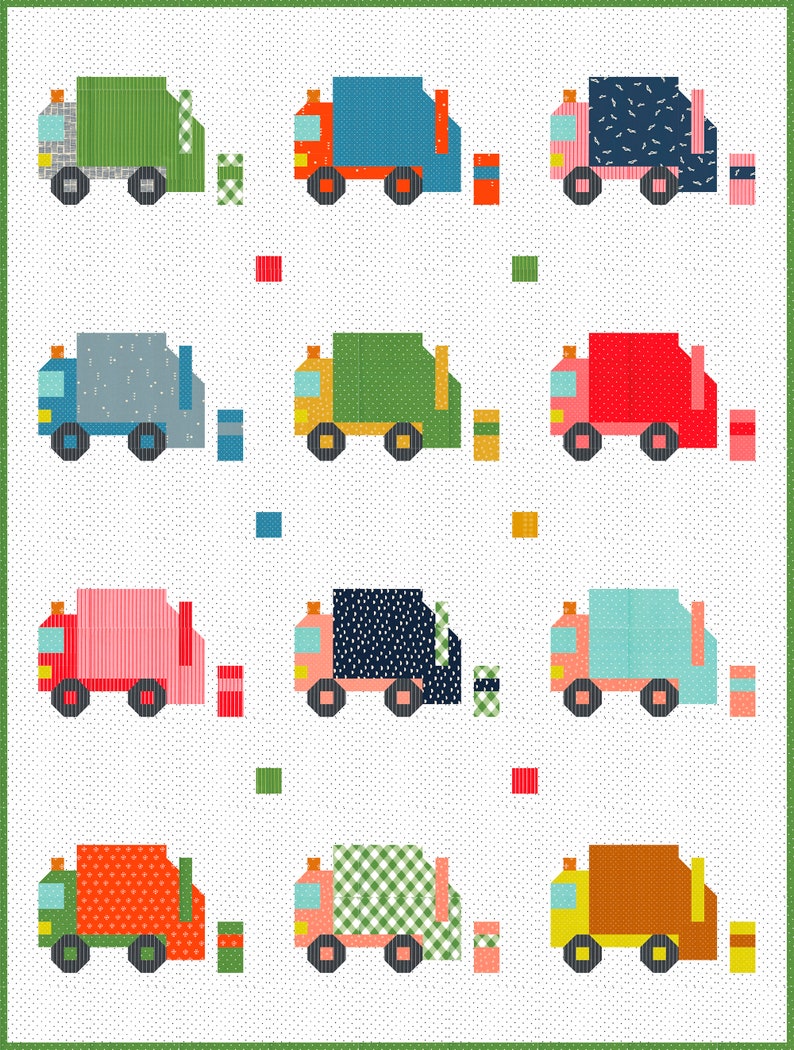 PDF Quilt Block Pattern Garbage Truck With Bin Vehicle - Etsy
