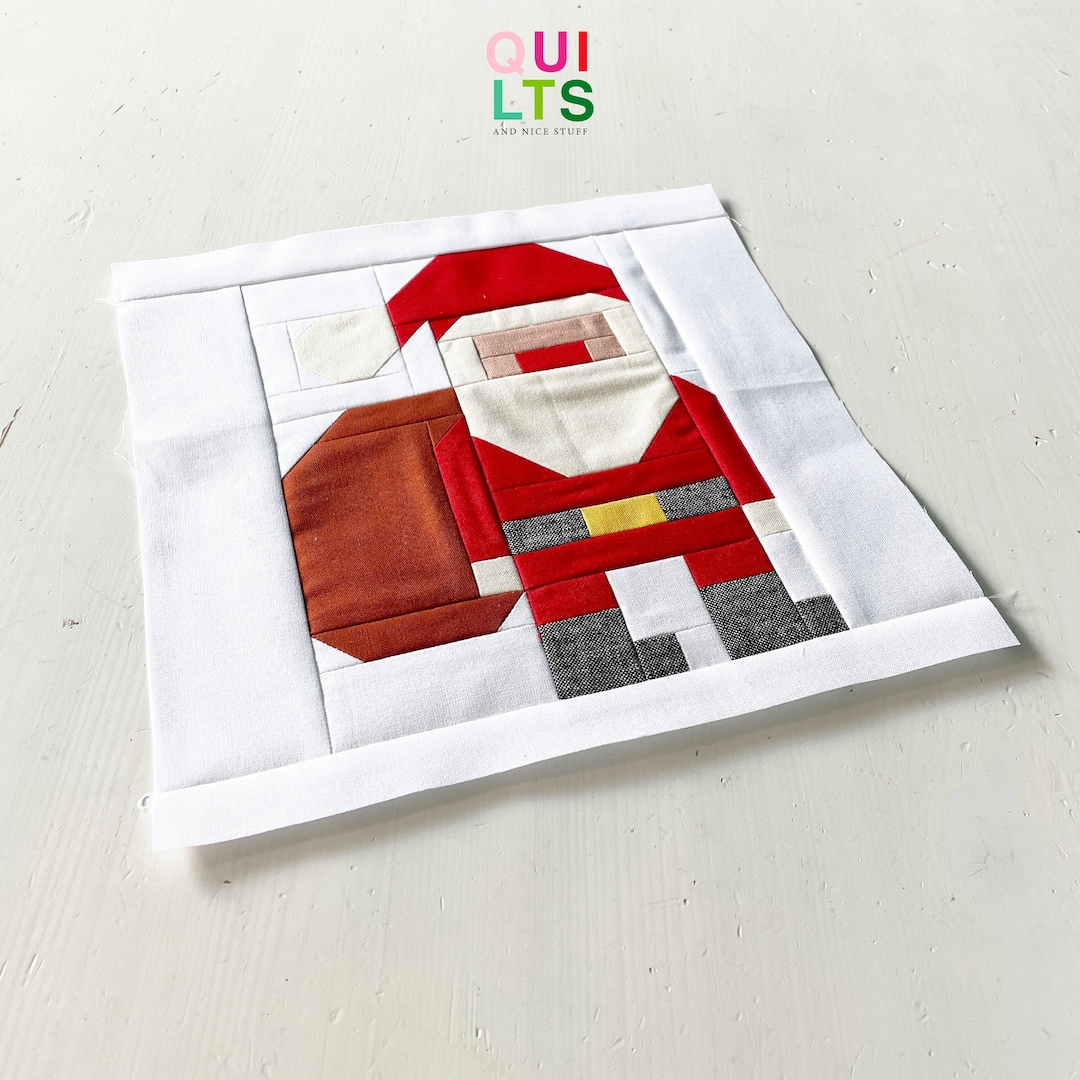 PDF Quilt Block Pattern – Santa Claus With Bag – Christmas Quilt ...