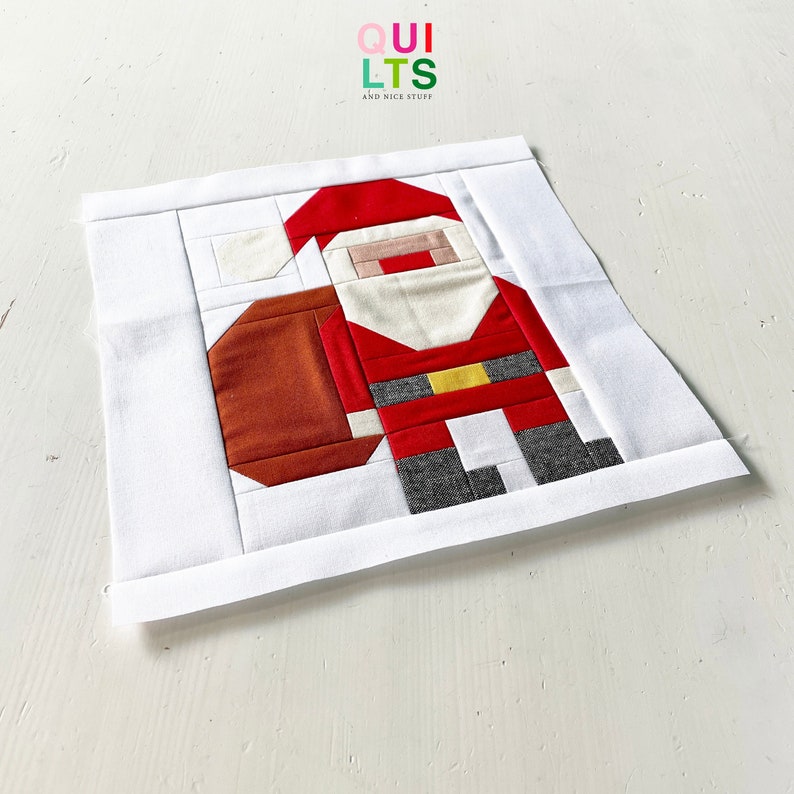 PDF Quilt Block Pattern – Santa Claus With Bag – Christmas Quilt ...