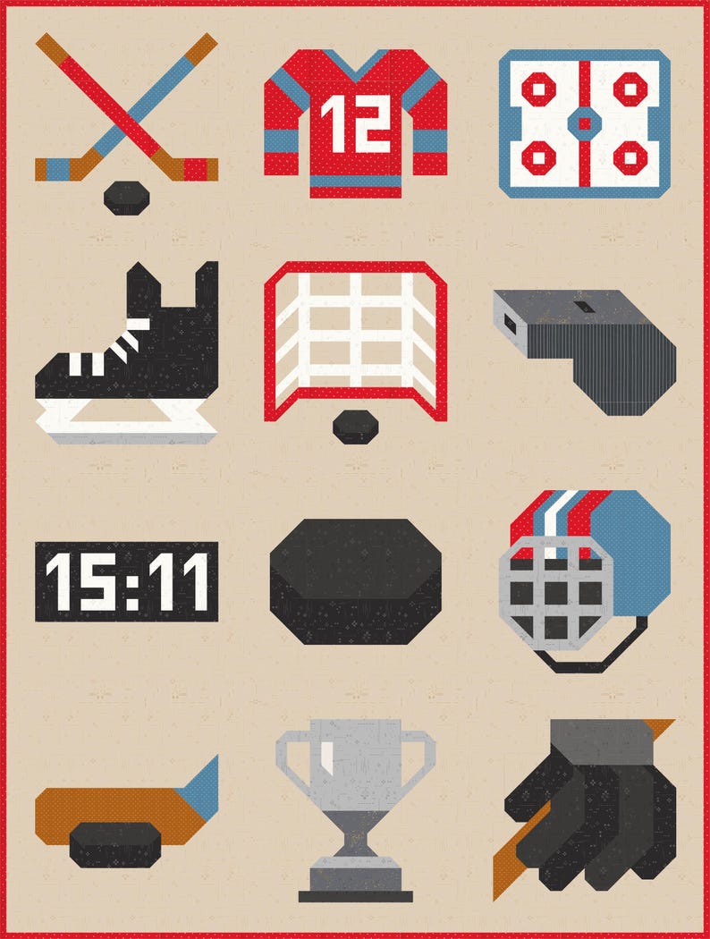 PDF Quilt Block Pattern – Ice Hockey Rink – Sport Quilt - Etsy