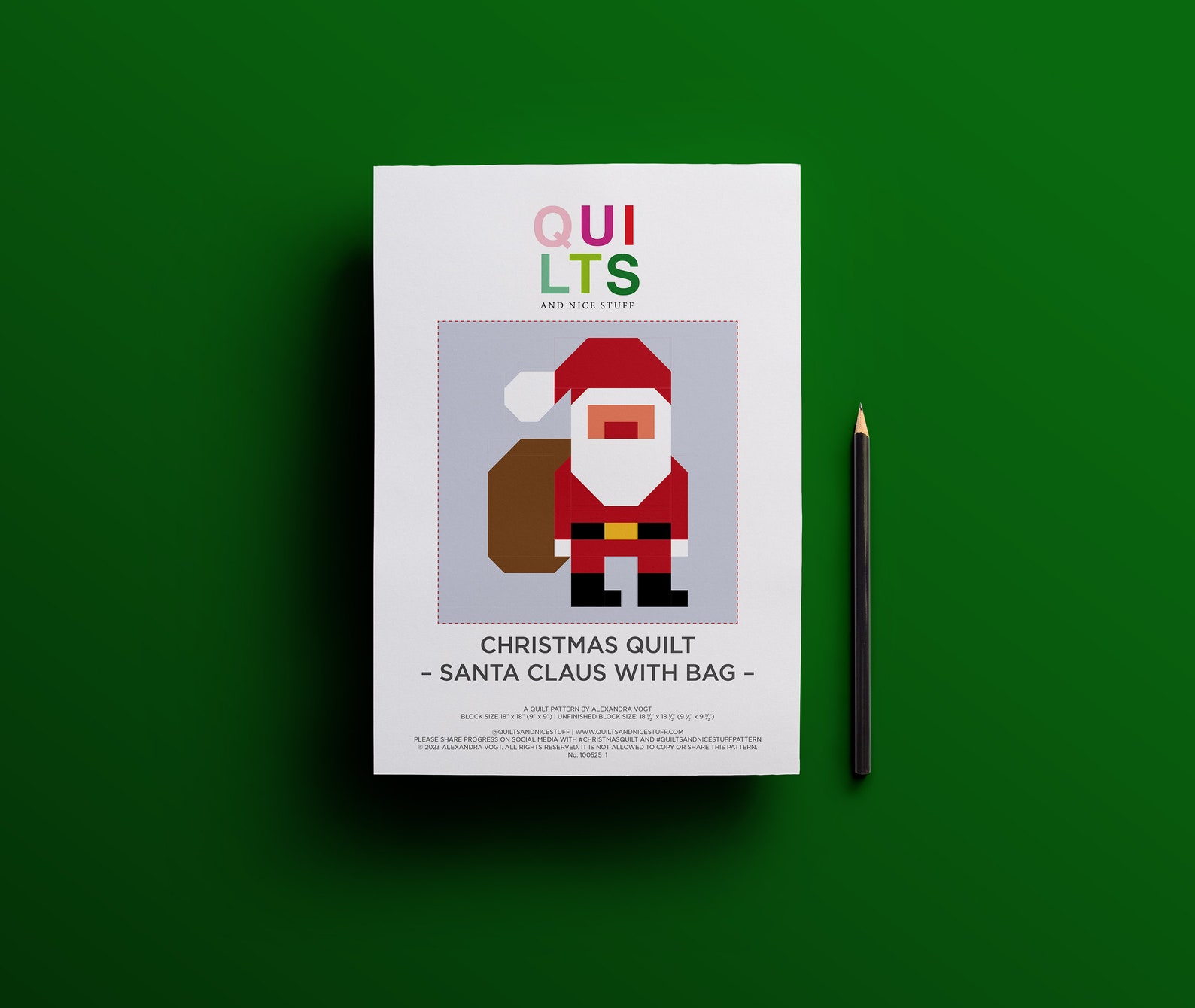 PDF Quilt Block Pattern – Santa Claus With Bag – Christmas Quilt ...