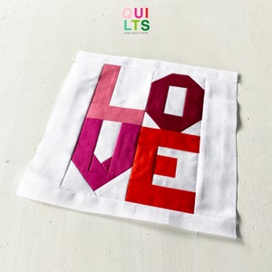 NEW! PDF Quilt Block Pattern – Love 1x1 – Valentine Quilt – Valentine's ...