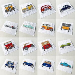 25 Classic Car Quilt Block Pattern Bundle, 25 Out of 37 Vehicle Blocks ...