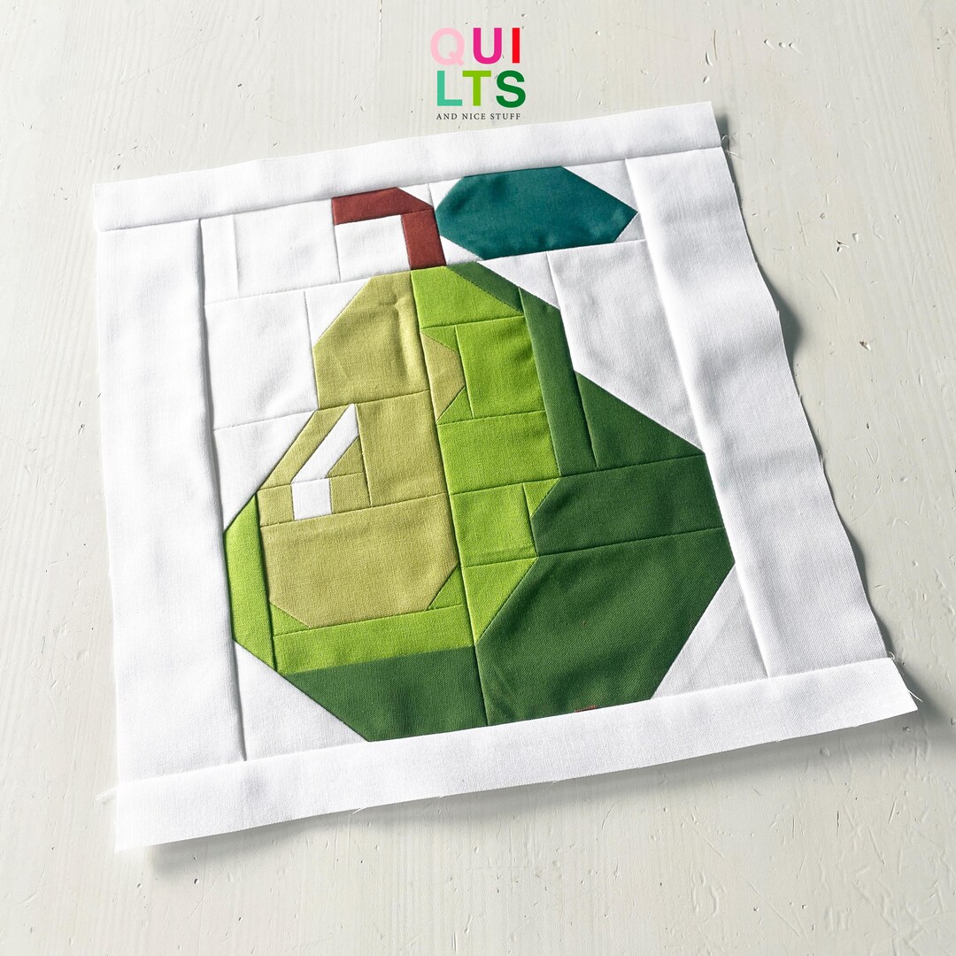 PDF Quilt Block Pattern – Pear + Bonus Block: Shiny Pear – Fruits ...