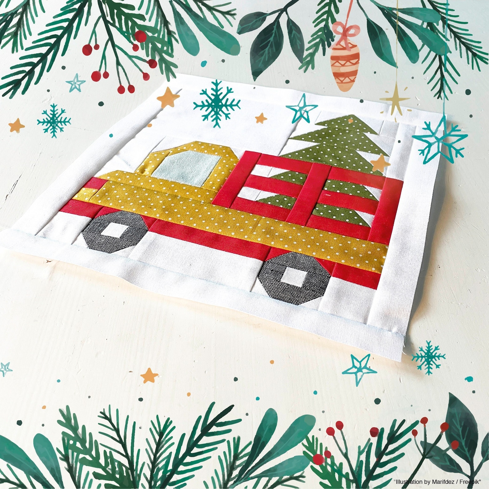 PDF Quilt Block Pattern – X-mas Wagon – Christmas Edition – Vehicle ...