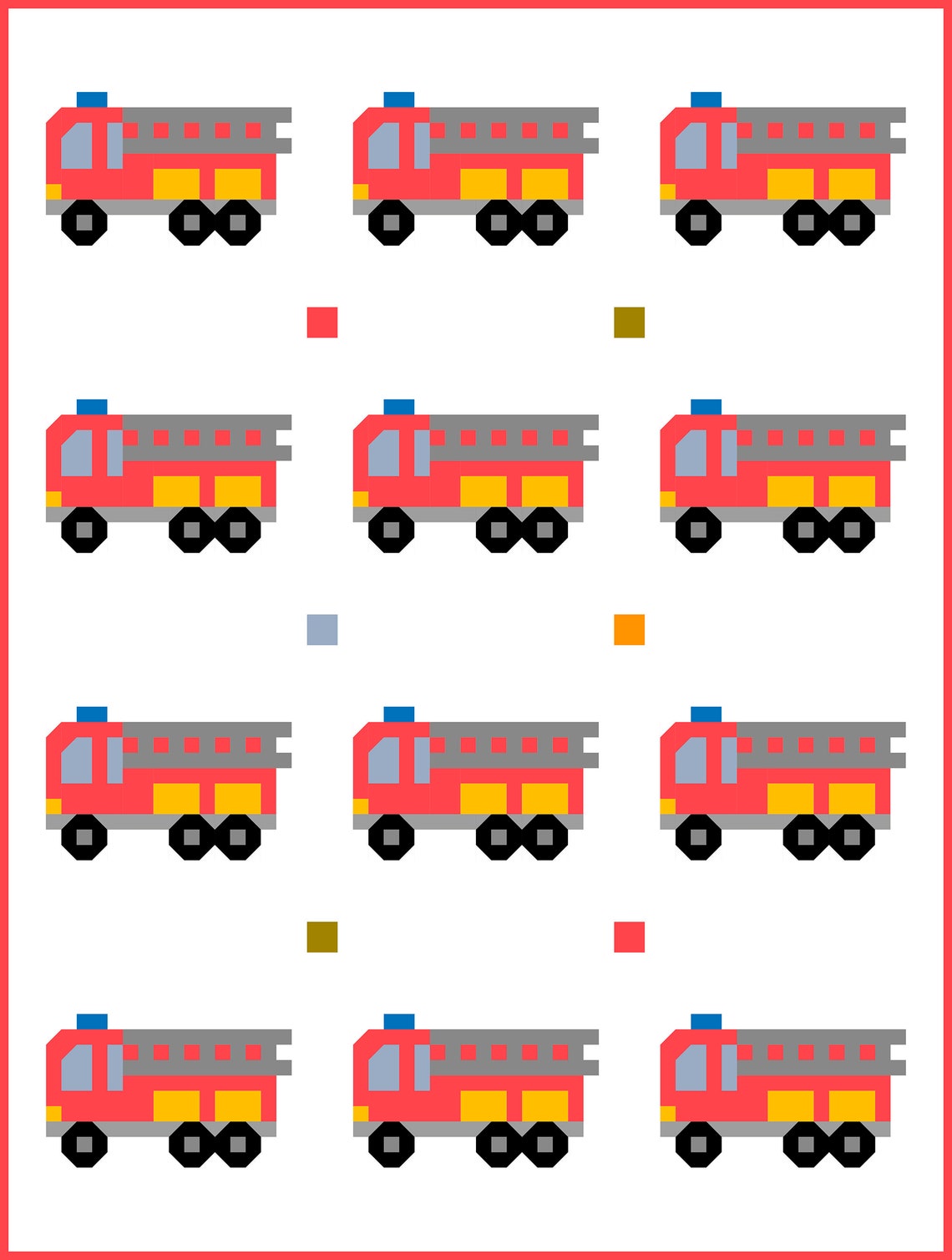 PDF Quilt Block Pattern Fire Truck Vehicle Quilt - Etsy