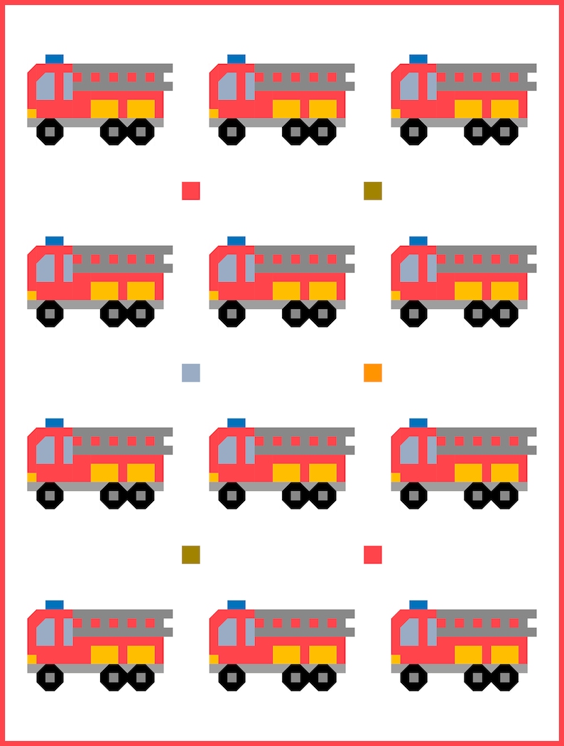 PDF Quilt Block Pattern Fire Truck Vehicle Quilt - Etsy
