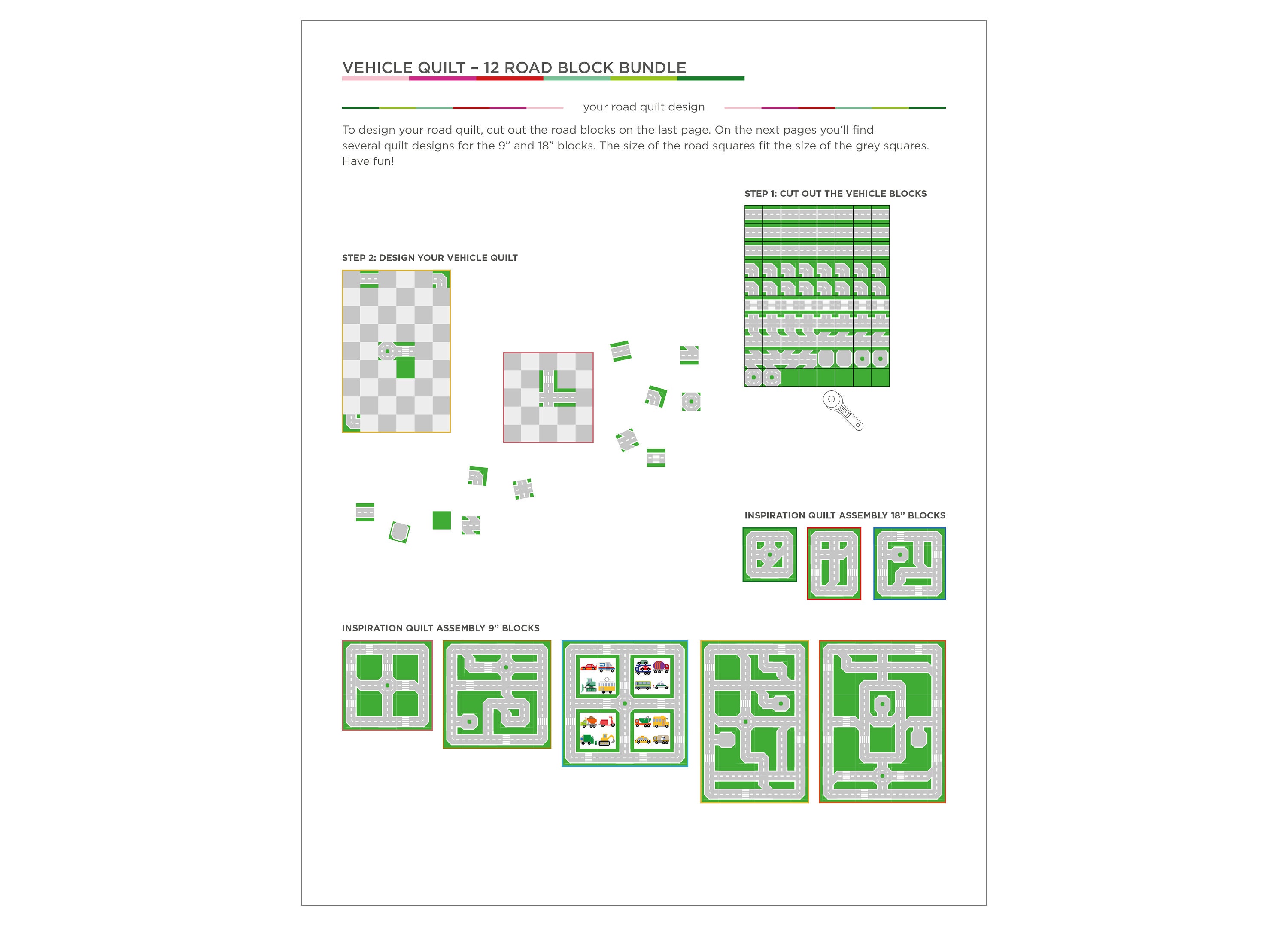 PDF Pattern Bundle - 12 Road Blocks, Supplement to the Vehicle Quilt ...