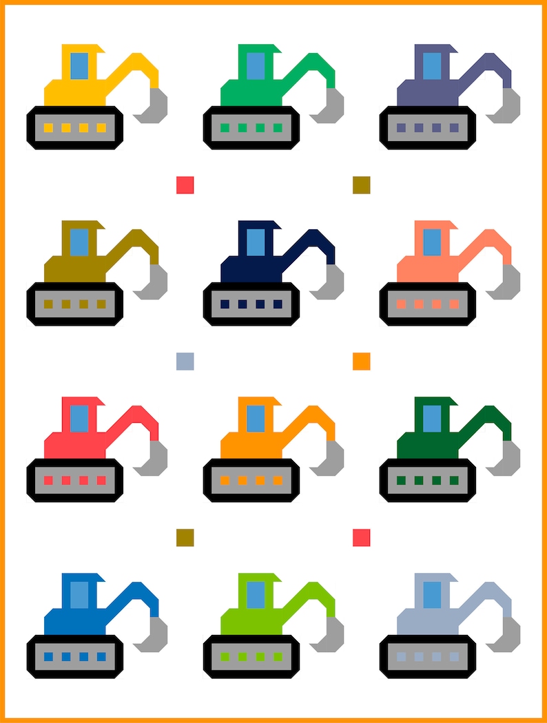 PDF Quilt Block Pattern Crawler Excavator | Etsy