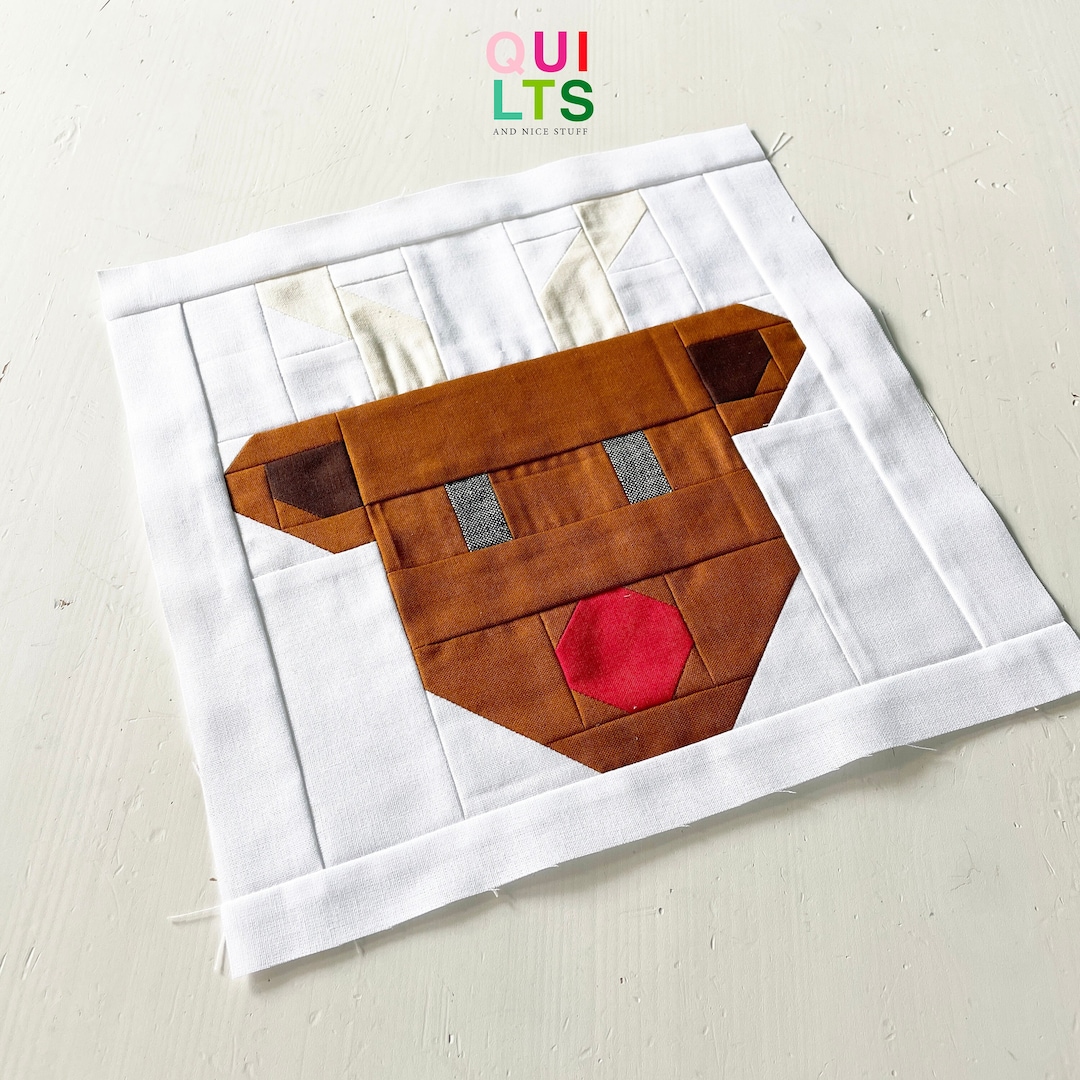 PDF Quilt Block Pattern – Rudolph Rentier – Christmas Quilt – Christmas ...