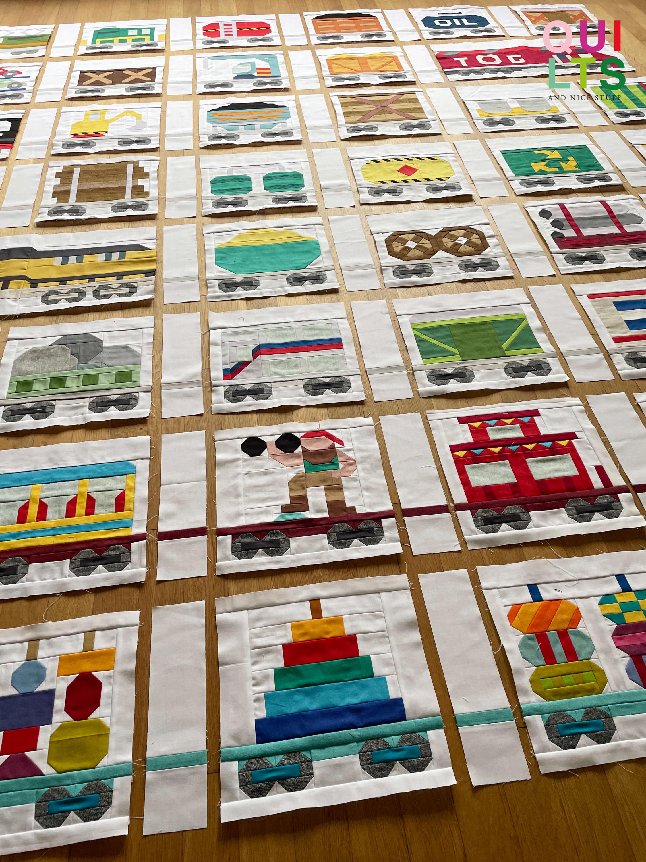 12 Train Quilt Block Pattern Bundle, 12 Out of 52 Train Blocks ...