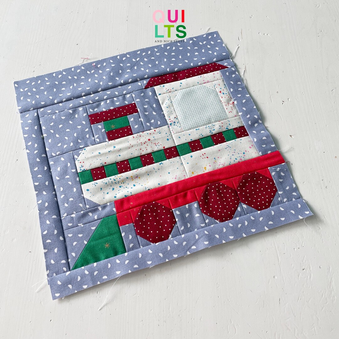 PDF Quilt Block Pattern "locomotive" – Christmas Train Quilt ...