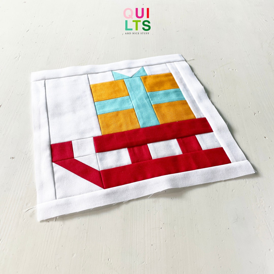 PDF Quilt Block Pattern – Sledge With Gift – Christmas Quilt ...