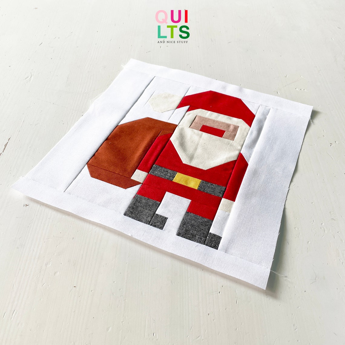 PDF Quilt Block Pattern – Santa Claus With Bag – Christmas Quilt ...